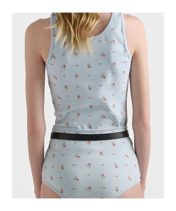 Prada High-rise Briefs With Floral Print And Quilted Details