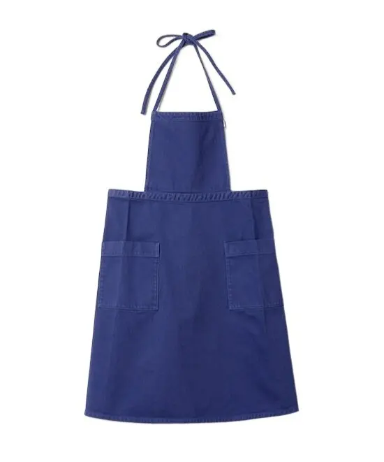 Miu Miu Garment-dyed Gabardine Apron With Front Pockets And Tie Neck - Dark Blue