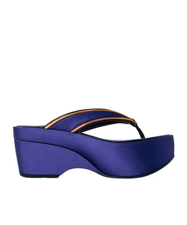 Dries Van Noten Satin Platform Thong Sandals