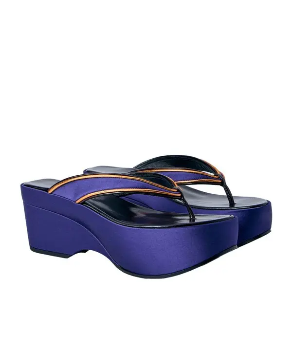 Dries Van Noten Satin Platform Thong Sandals