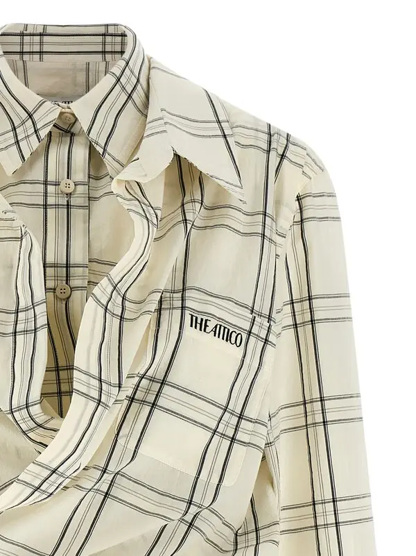 Attico Checked Embroidered Mini Shirt Dress