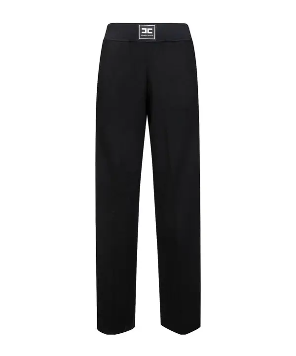 Elisabetta Franchi Shiny Bands Trousers - Black/butter