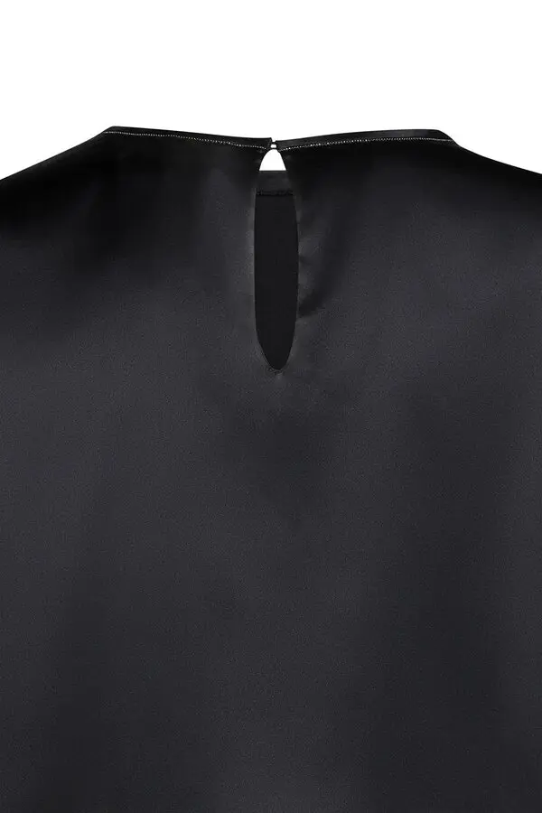 Brunello Cucinelli Keyhole Crewneck Top - Black