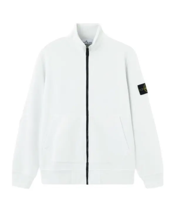 Stone Island Zip-up Logo Patch Sweatshirt - Sky-blue