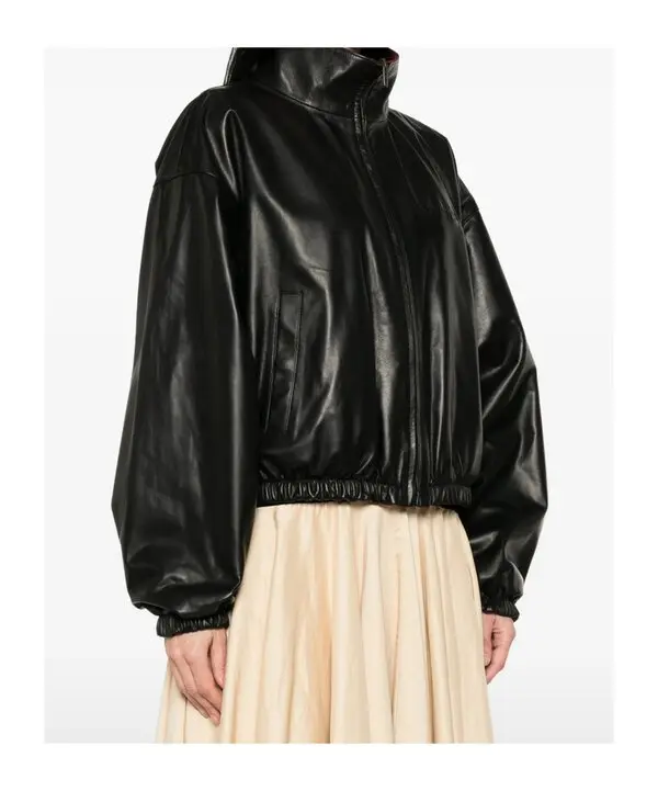 Balenciaga Reversible Zip-up Leather Jacket With Checked Wool Lining - Black