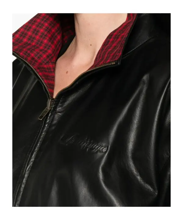 Balenciaga Reversible Zip-up Leather Jacket With Checked Wool Lining - Black
