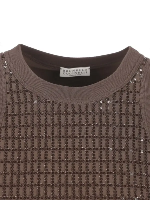 Brunello Cucinelli Embellished Crewneck Sleeveless Top