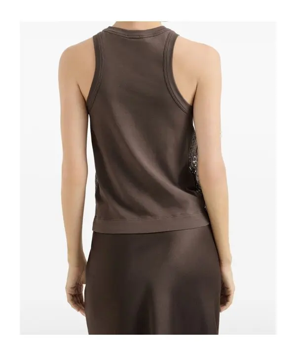 Brunello Cucinelli Embellished Crewneck Sleeveless Top