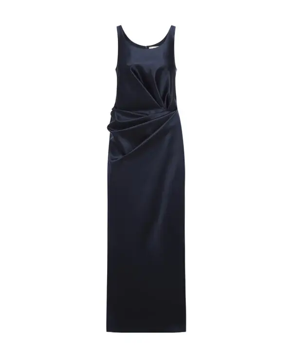 Fendi Gathered Strapless Satin Dress - Blue