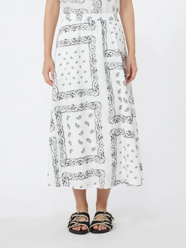 Max Mara Poplin Midi Skirt With Embroidery