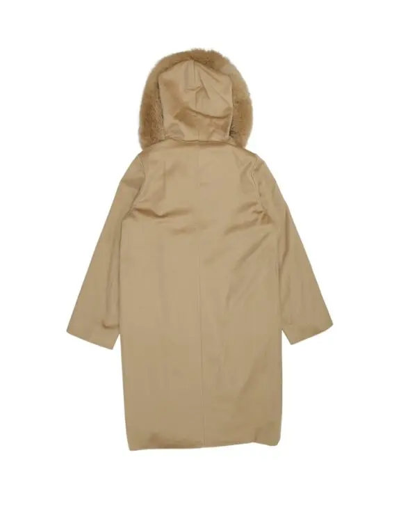 Max Mara Logo Hooded Overcoat - Nude