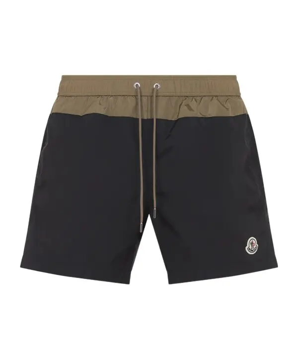 Moncler Contrast Panel Swim Shorts - Black