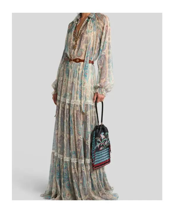 Etro Paisley Print Tiered Maxi Skirt
