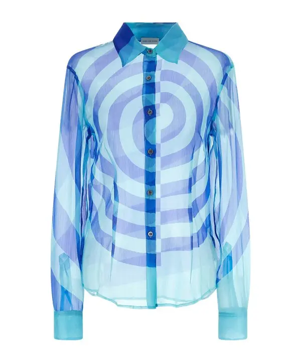 Dries Van Noten Long-sleeved Printed Shirt - Blue