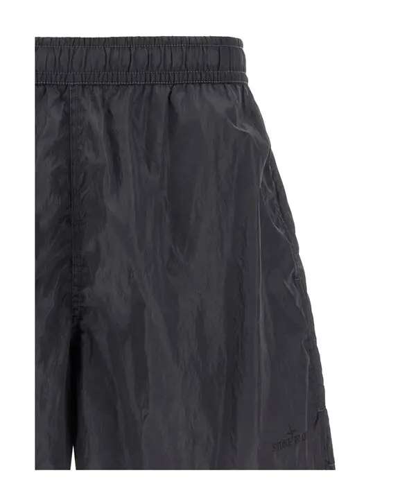 Stone Island Logo Printed Swim Shorts - Grey