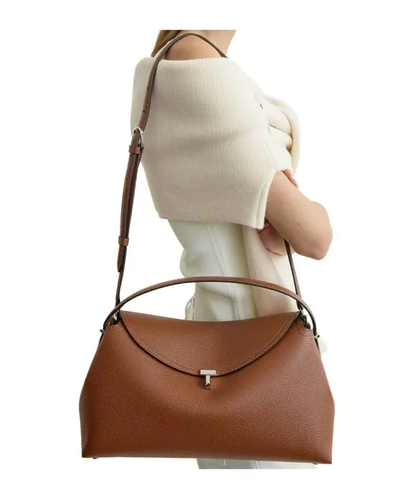 TOTEME Grained Leather Tote Bag With T-shaped Buckle - Brown