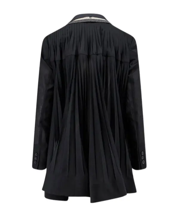Sacai Double-breasted Blazer With Pleated Back Detail