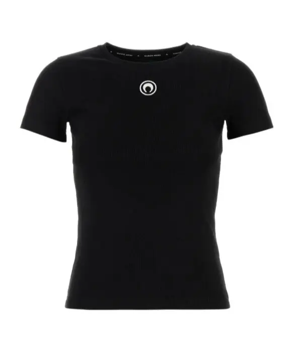 MARINE SERRE Crescent Moon Embroidered Ribbed Crewneck T-shirt - No