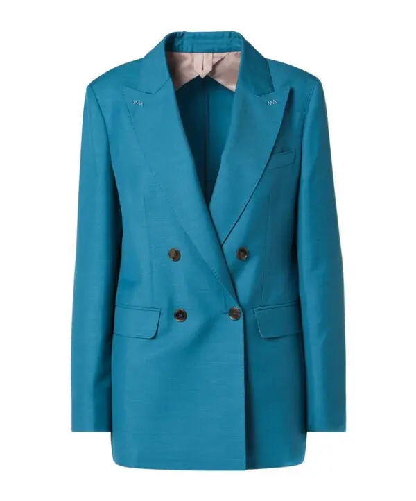 Max Mara Mxmstaffa" Double-breasted Blazer - Turquoise