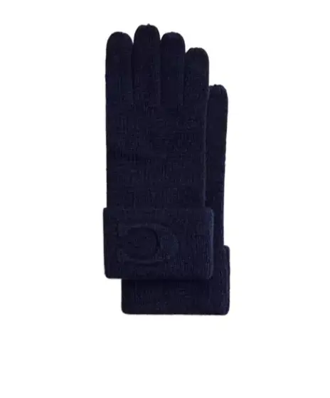COACH Signature Embossed Knit Gloves - Deep Blue
