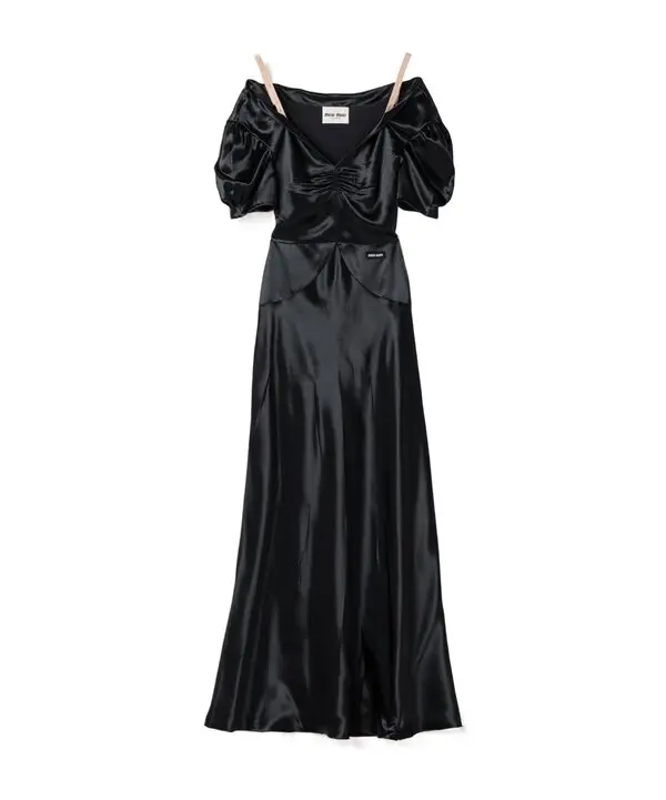 Miu Miu Long Satin Dress - Black