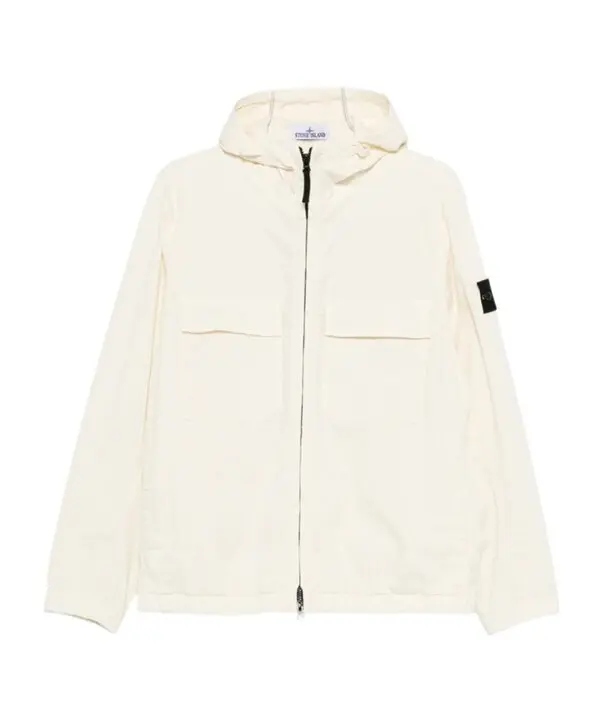 Stone Island Zip-up Hooded Jacket - Ivory