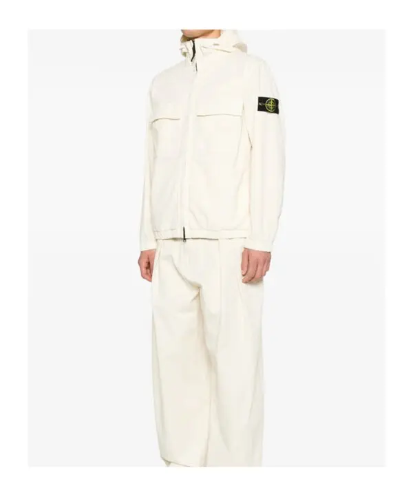 Stone Island Zip-up Hooded Jacket - Ivory