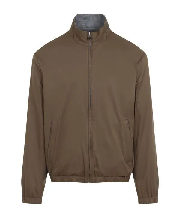 Canali Zip-fastening Jacket With Stand Collar - Beige