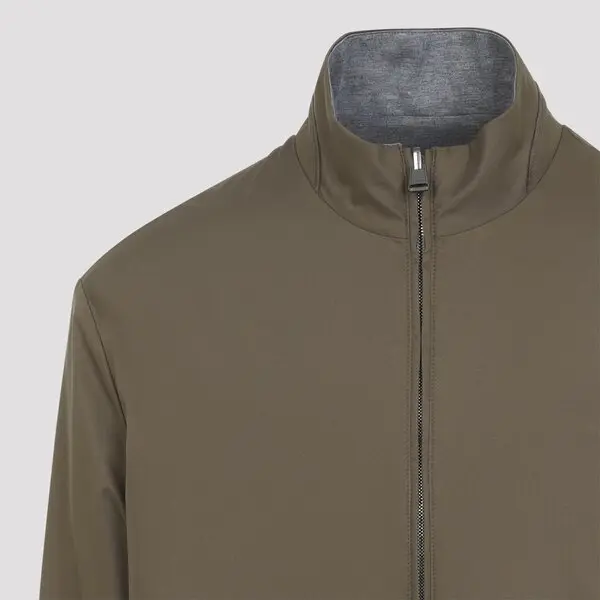 Canali Zip-fastening Jacket With Stand Collar - Beige