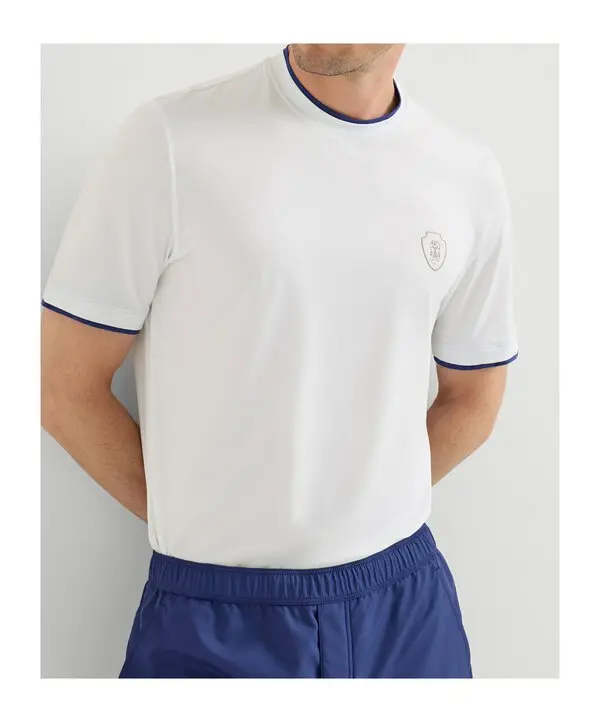 Brunello Cucinelli Comfort Nylon Crew Neck T-shirt With Faux-layering And Logo