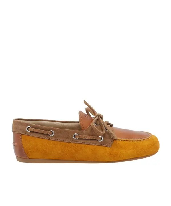 Miu Miu Lace-up Boat Flats - Orange