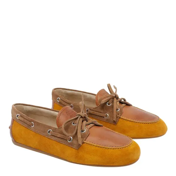 Miu Miu Lace-up Boat Flats - Orange
