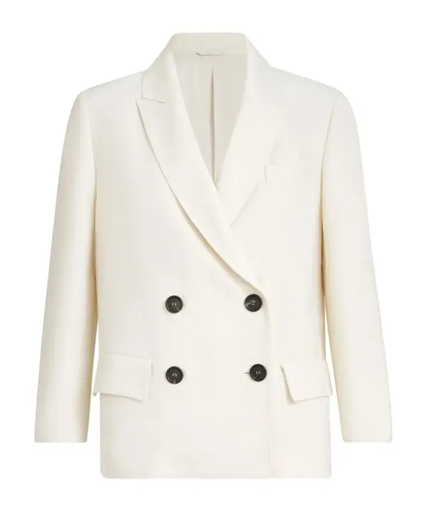 Brunello Cucinelli Double-breasted Tailored Blazer - Ivory