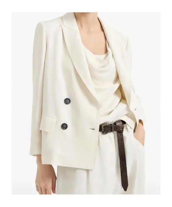 Brunello Cucinelli Double-breasted Tailored Blazer - Ivory