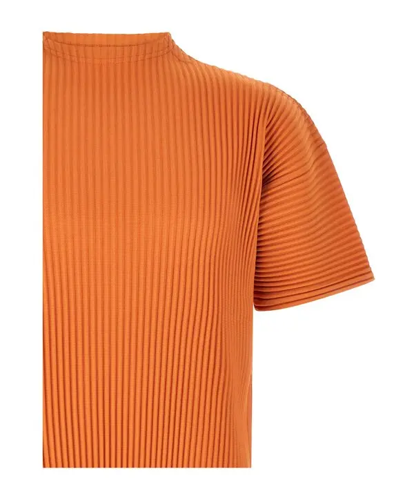 Issey Miyake Short-sleeved Wrinkled T-shirt - Orange
