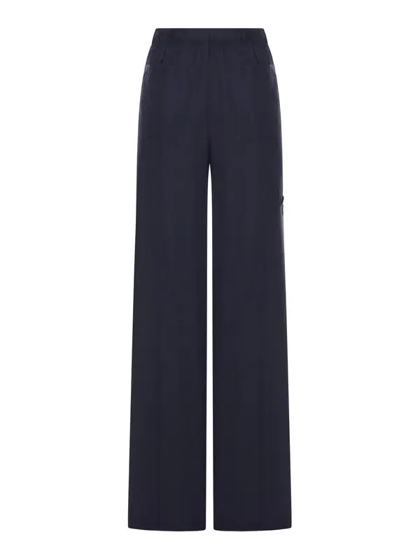 Prada Wide-leg Elastic Waistband Pants With Logo Detail