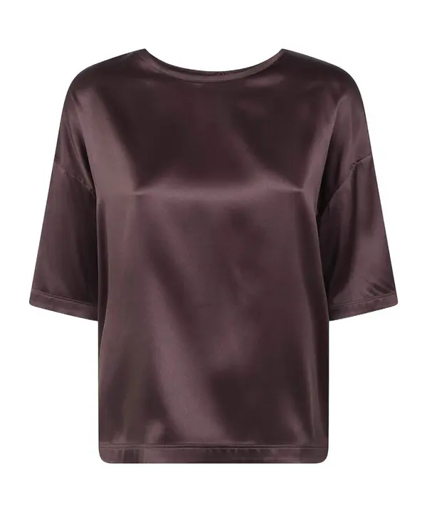 Brunello Cucinelli Short Sleeve Keyhole Top - Dark Brown