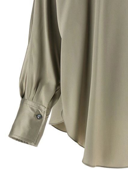 Brunello Cucinelli Mandarin Collar Satin Shirt - Olive