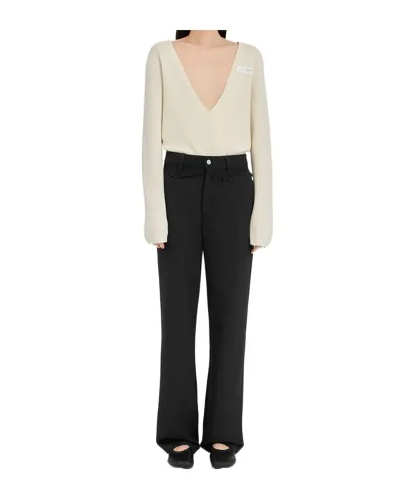 MAISON MARGIELA Tailored Trousers With Denim Waistband - Black