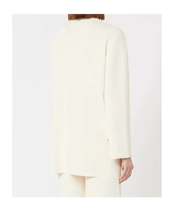 Max Mara Long Sleeve Polo Top With Gold Button Details - Ivory