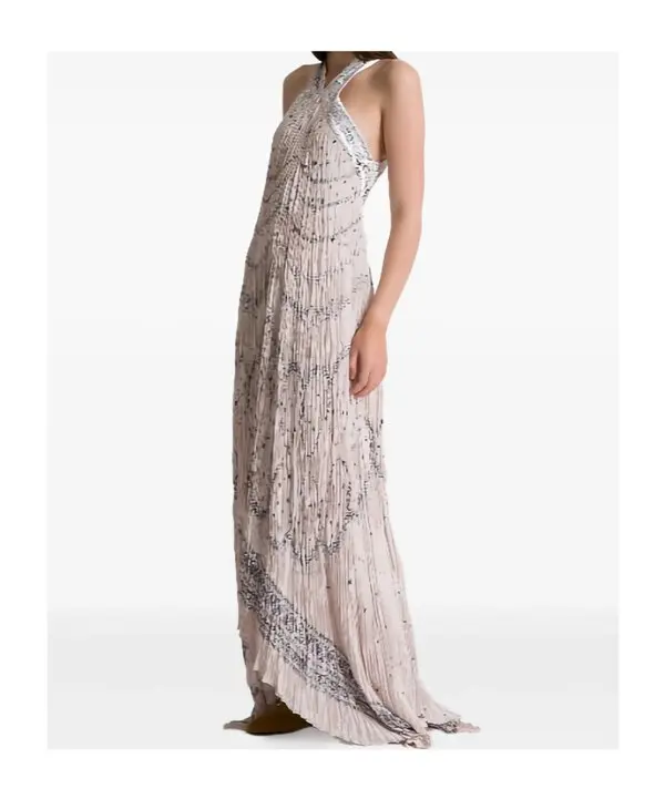 Alberta Ferretti Printed Long Gown With Open Back