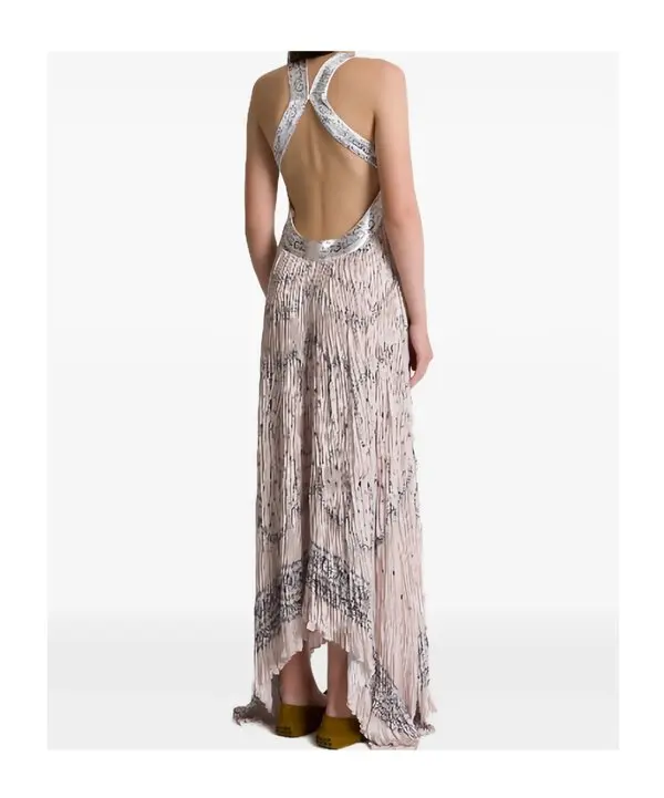 Alberta Ferretti Printed Long Gown With Open Back