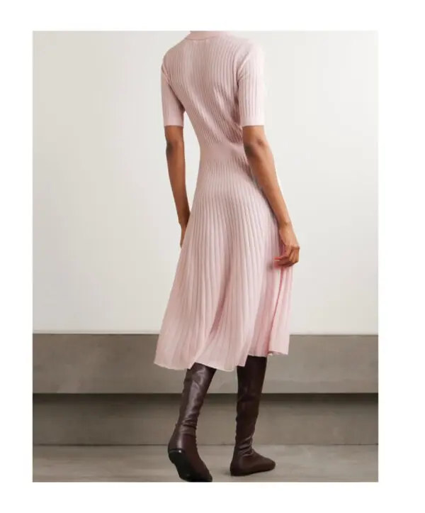 Arch4 Ribbed Knit Pleated Midi Dress