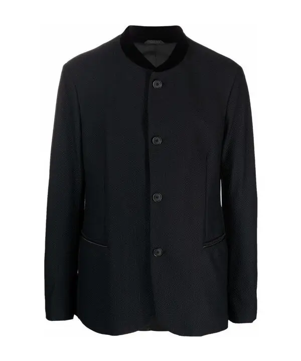 Giorgio Armani Contrast-trim Single-breasted Blazer - Black