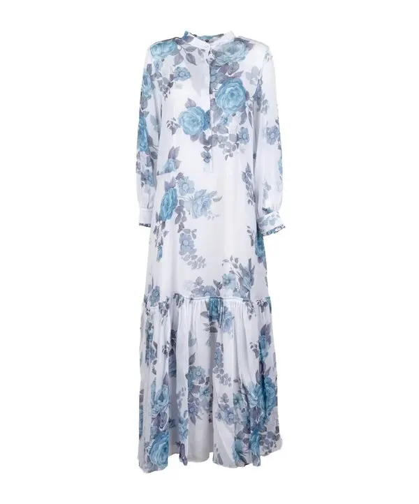 Marella Floral Print Maxi Dress With Long Sleeves
