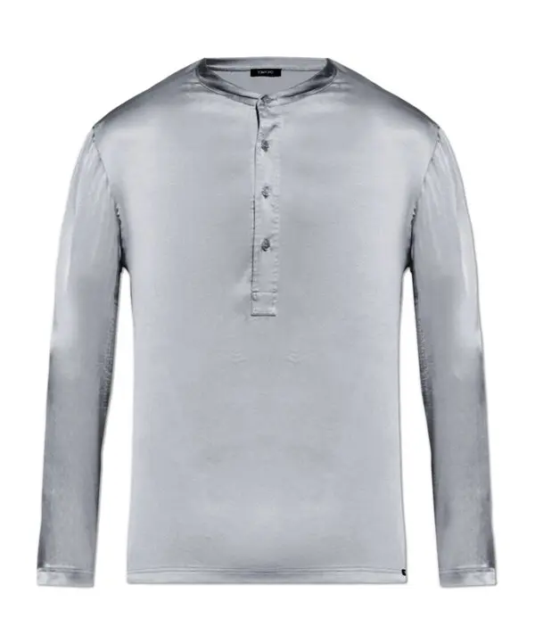 TOM FORD Long-sleeve Pajama Top - Gray