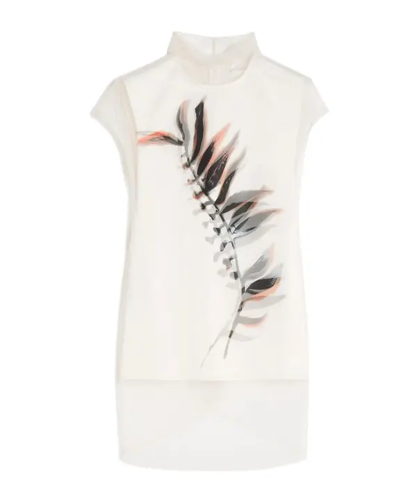 Sportmax Sleeveless Floral Print Double-layer Top - White