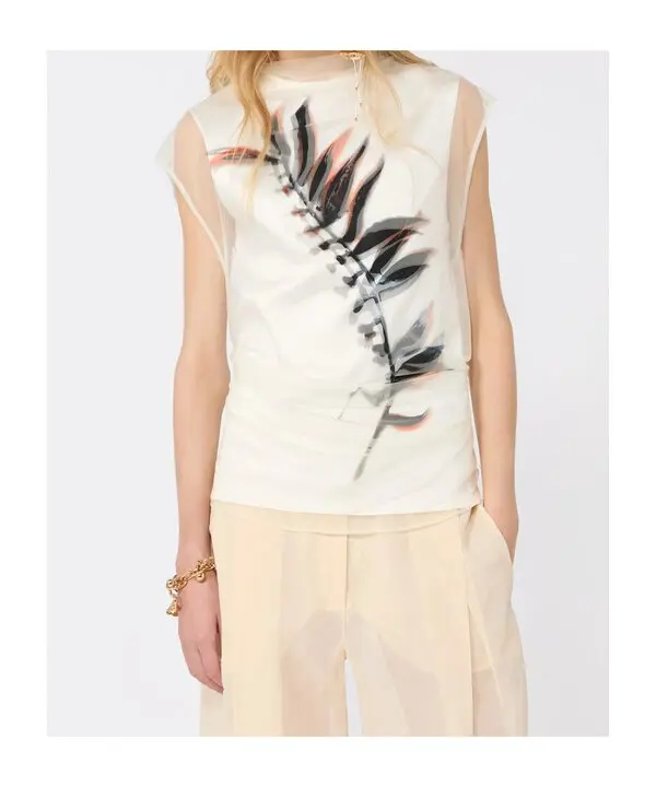Sportmax Sleeveless Floral Print Double-layer Top