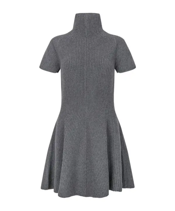Magda Butrym High Neck Knitted Dress - Grey