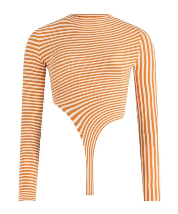JEAN PAUL GAULTIER Striped Long Sleeve Bodysuit